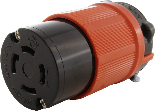 AC Connectors 30-Amp 250-Volt NEMA L15-30r 4-wire Grounding Heavy-duty Locking Connector, Orange